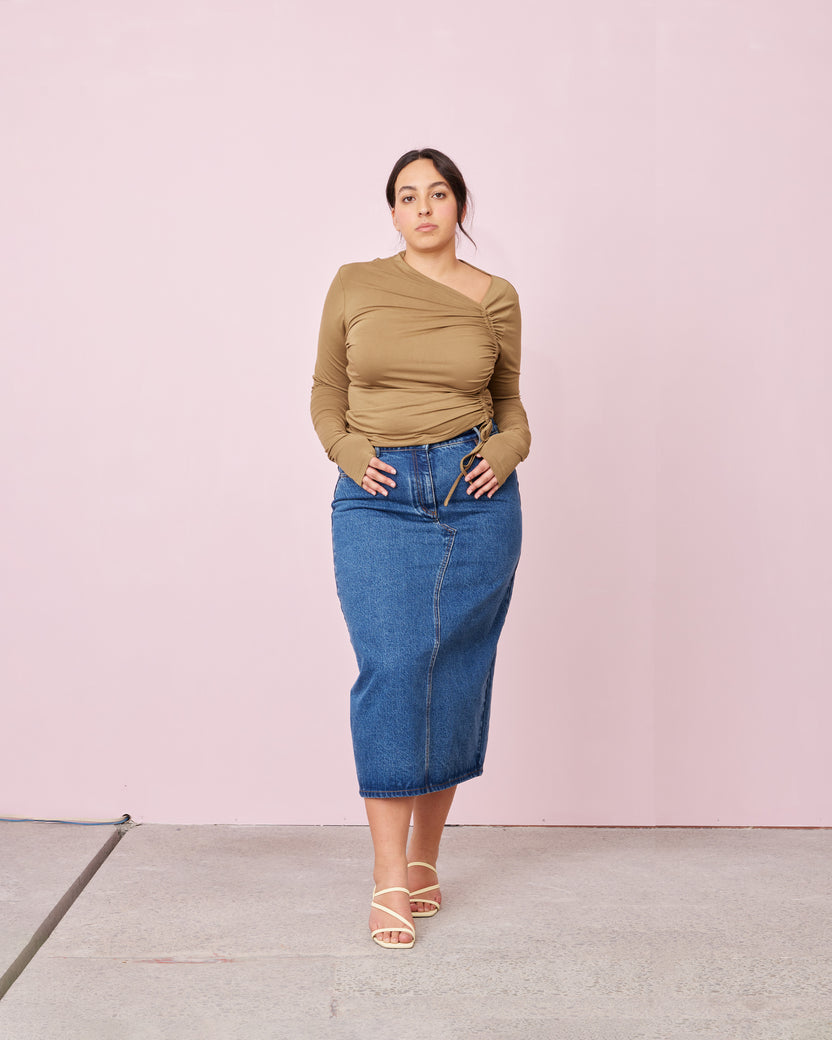 SUBLIME DENIM MIDI SKIRT | RUBY