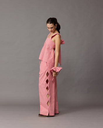 TRULLI PANT RED GINGHAM | RUBY