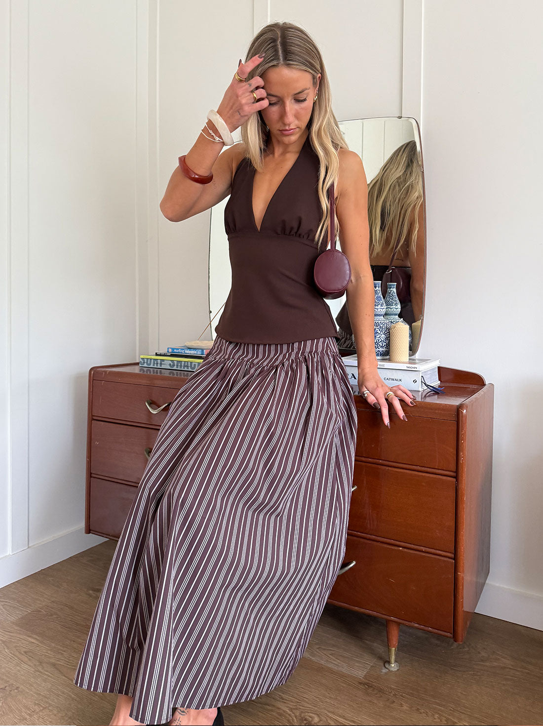 TRULLI MAXI DRESS BLUE WINE GINGHAM | RUBY