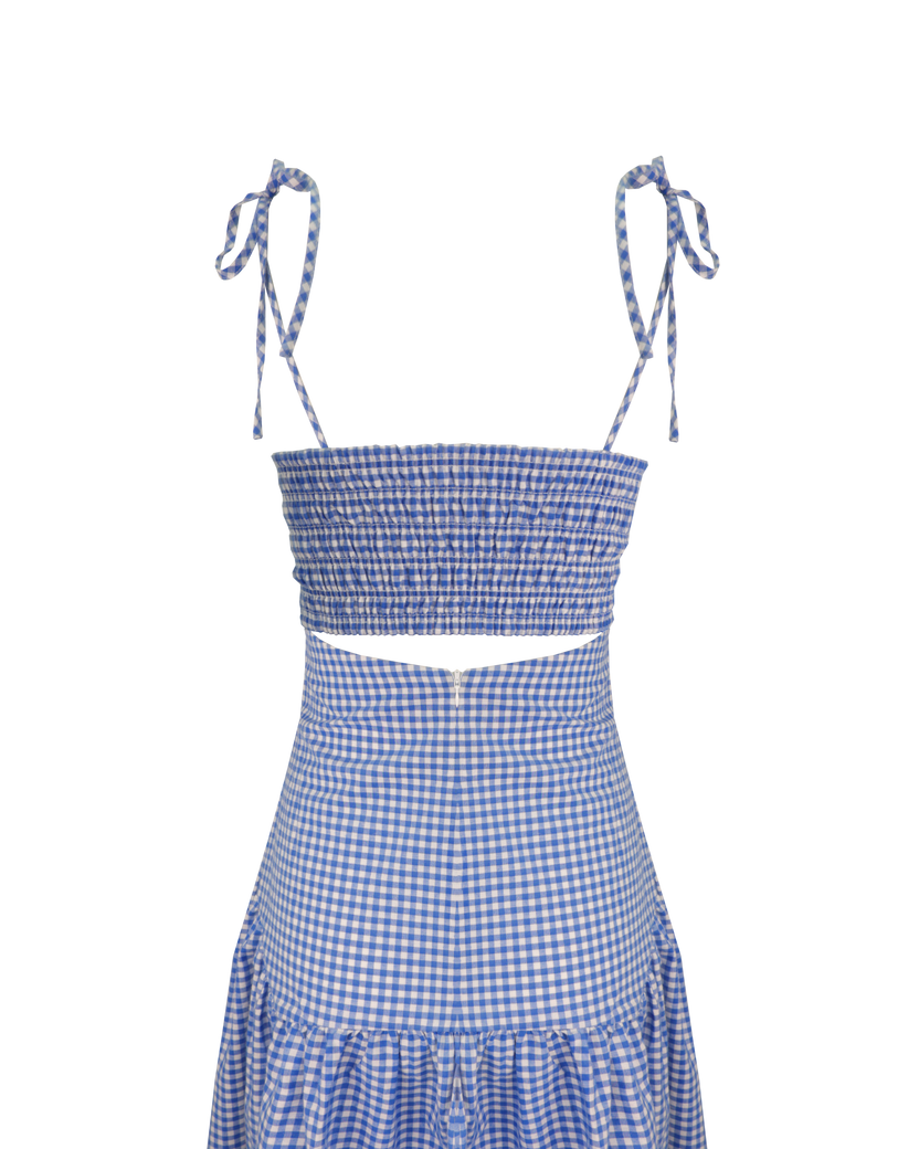 TRULLI MAXI DRESS COBALT GINGHAM | RUBY