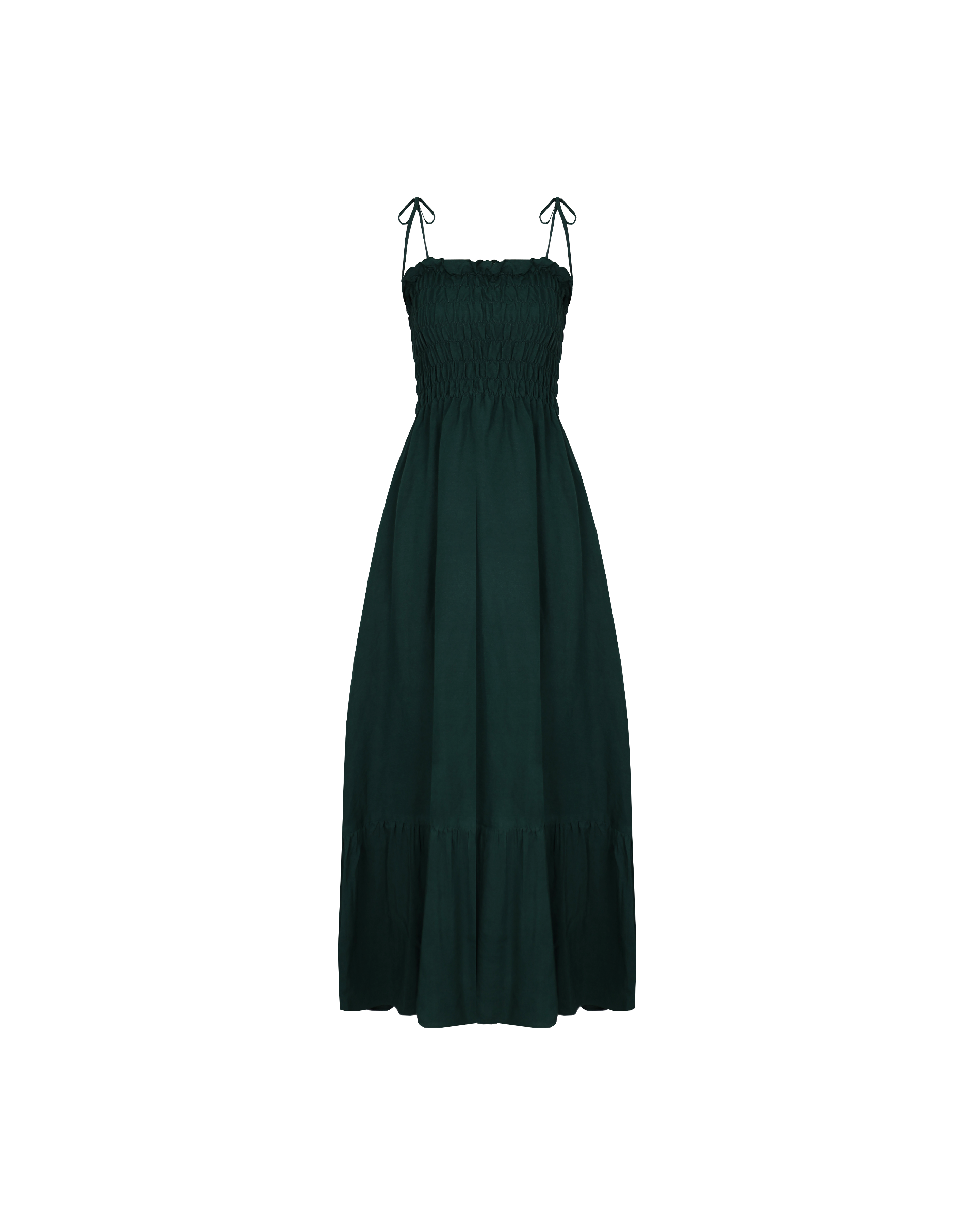 TUI SHIRRED DRESS EMERALD | RUBY