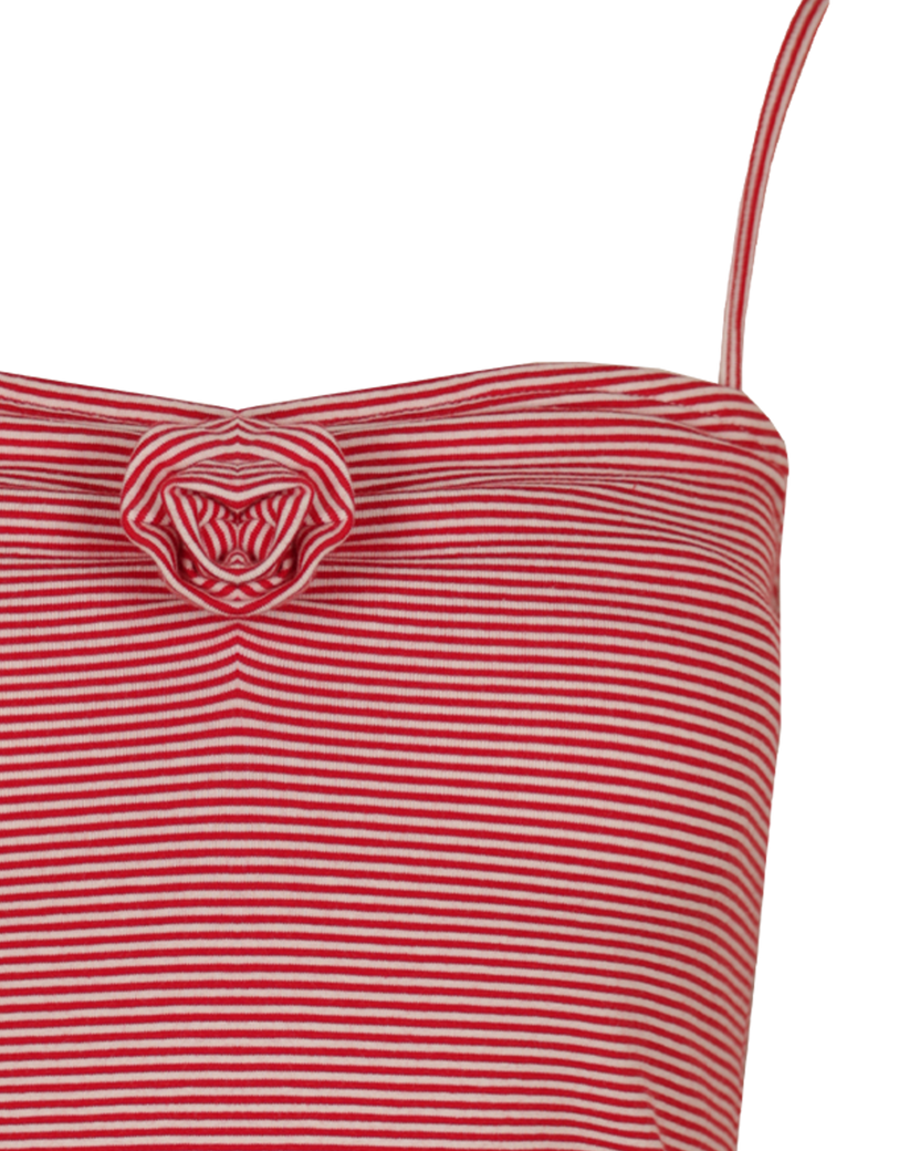 ROSETTE TANK CHERRY STRIPE | RUBY