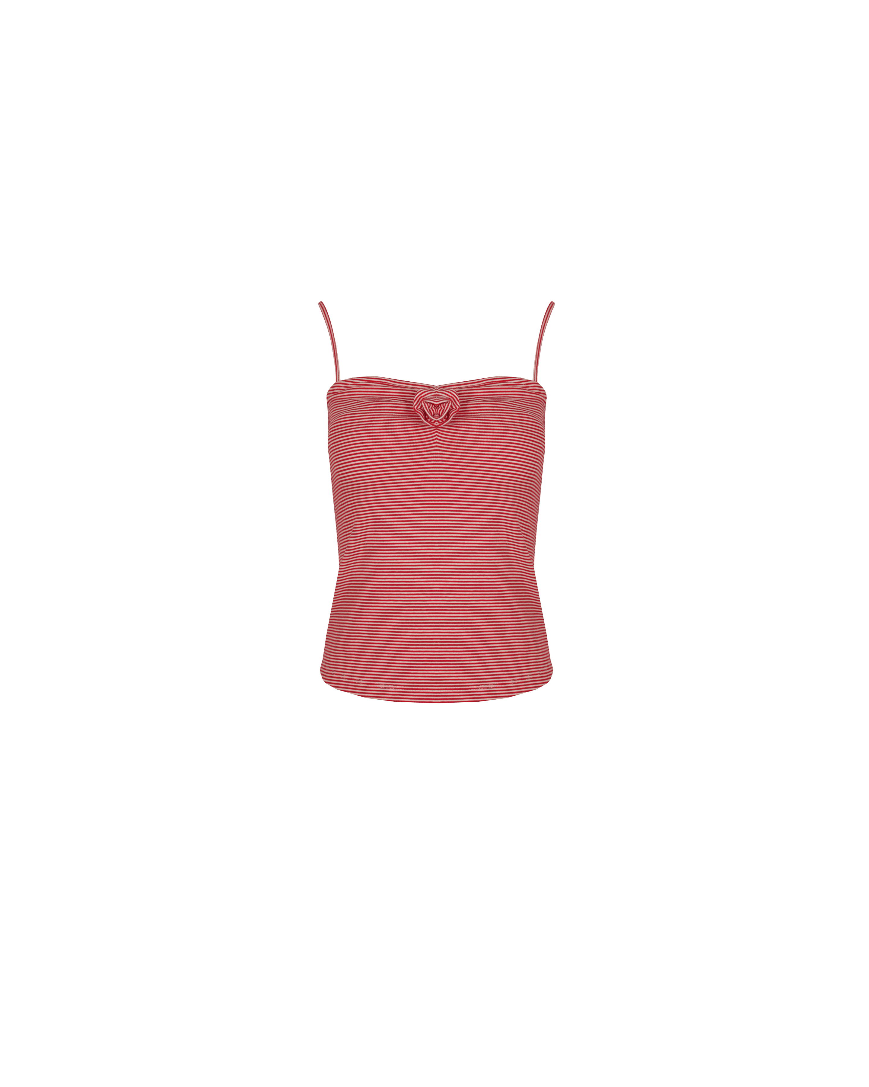ROSETTE TANK CHERRY STRIPE | RUBY
