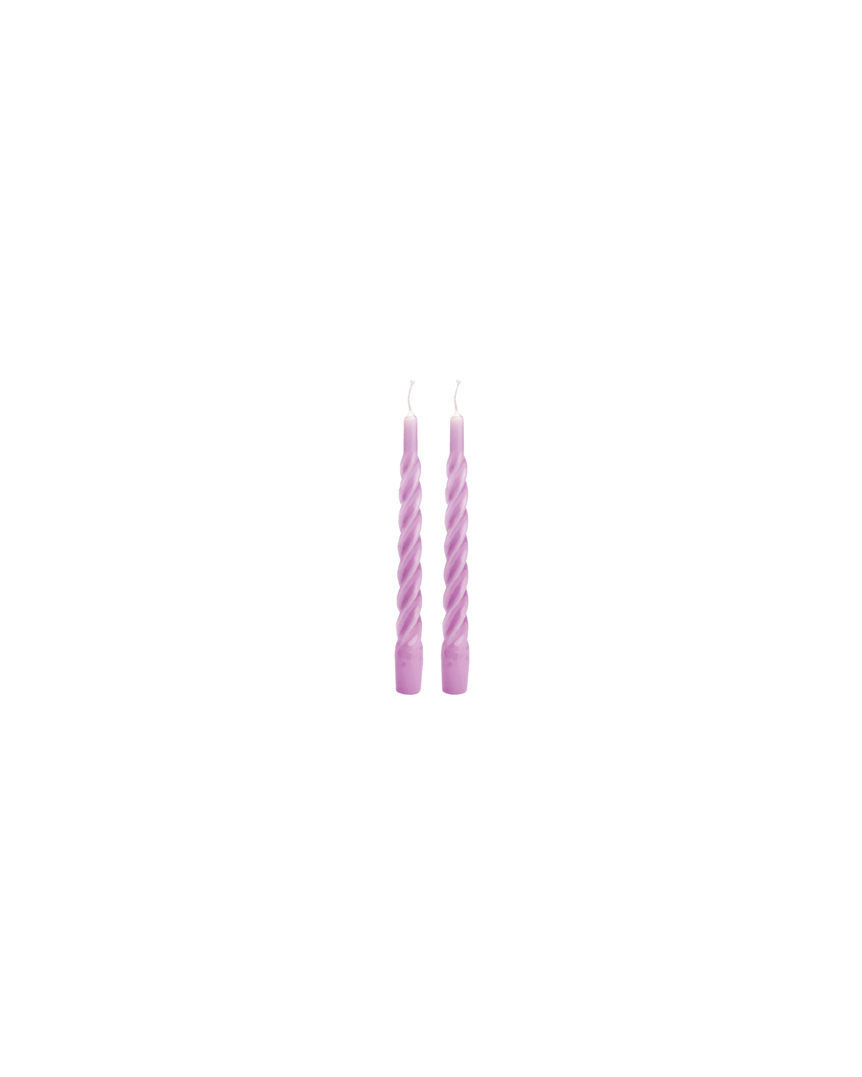 SET OF TWO TWISTED CANDLES LILAC | RUBY