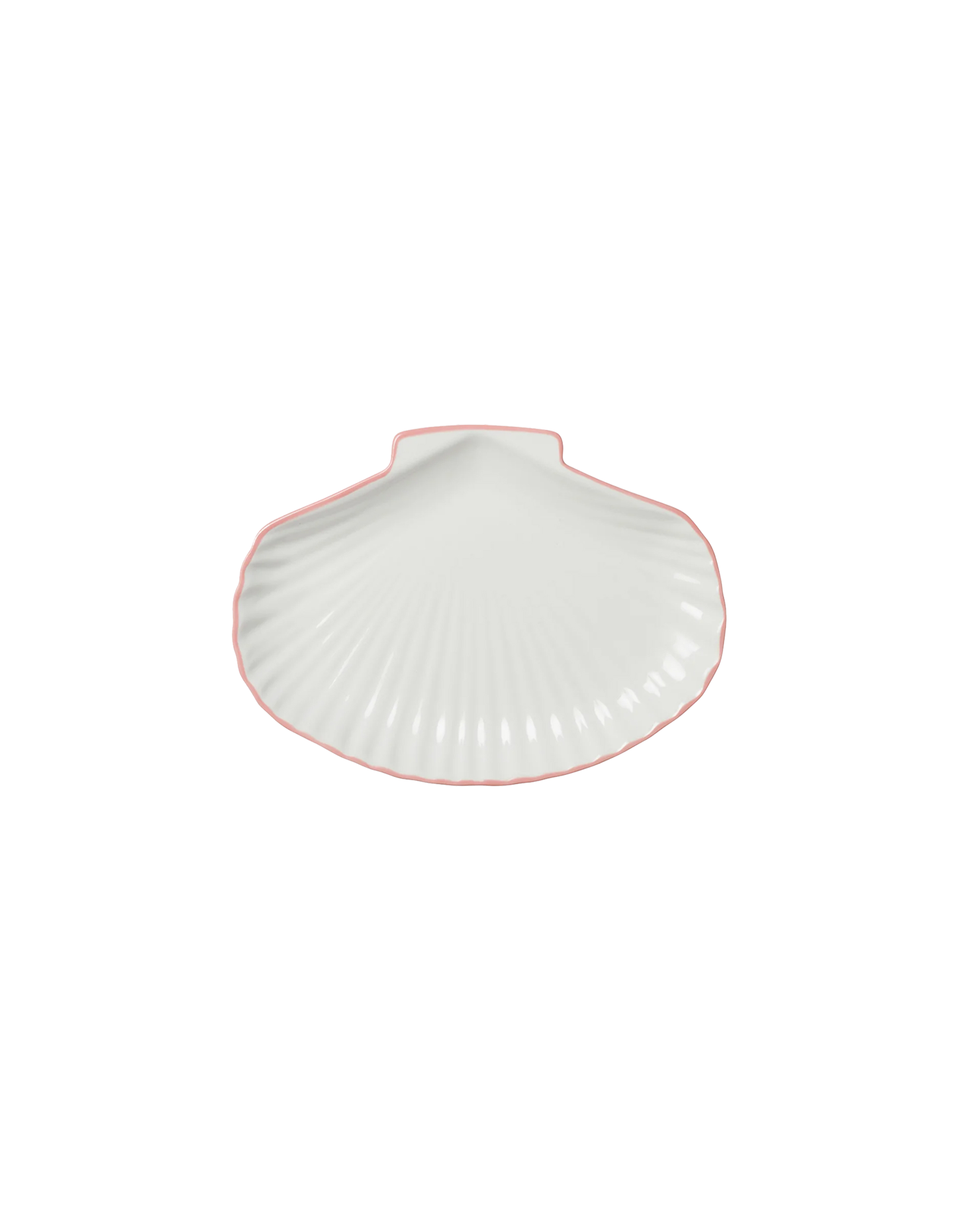 SHELL SHAPED PLATE WHITE PINK | RUBY