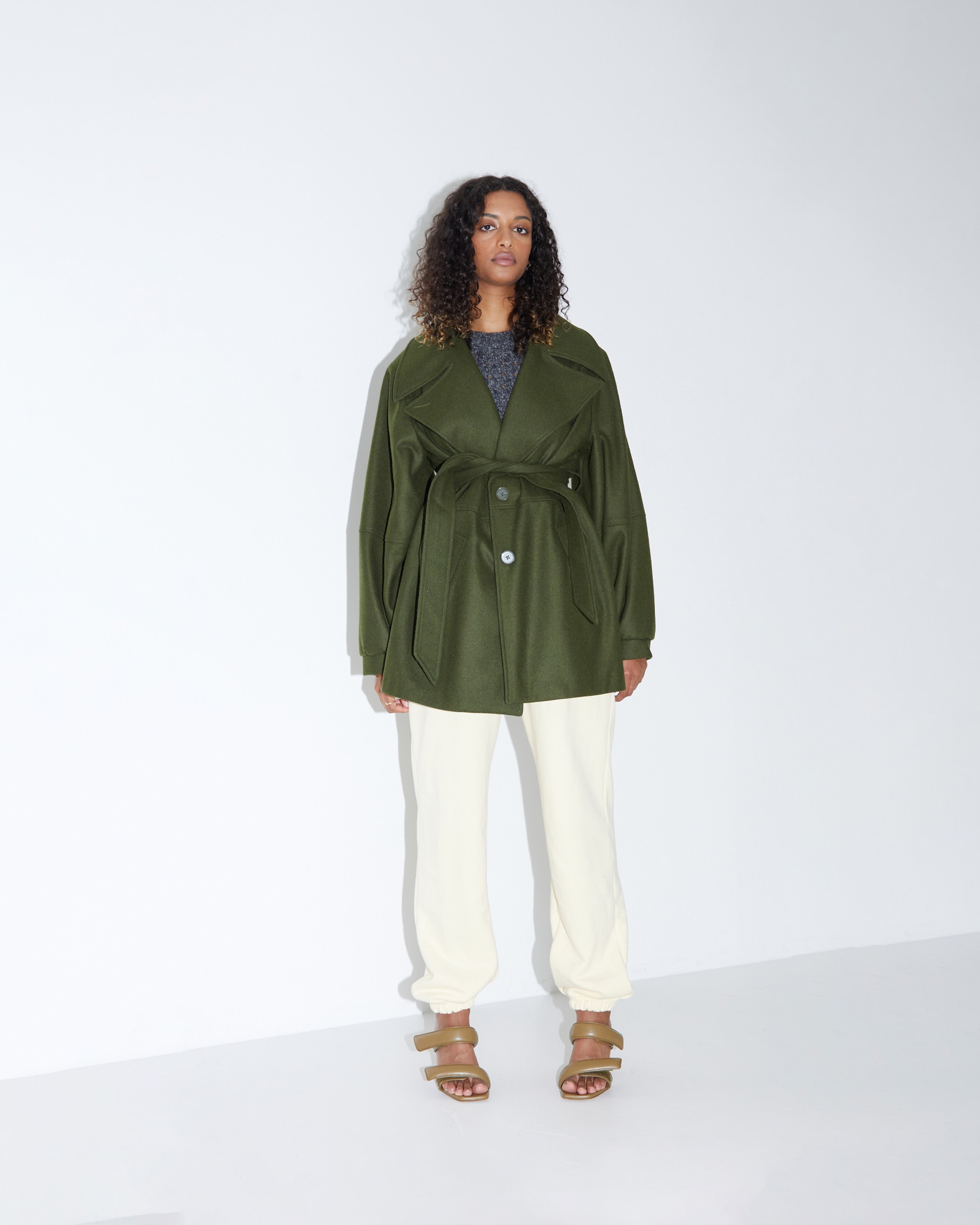 RAE MIDI COAT KHAKI | RUBY